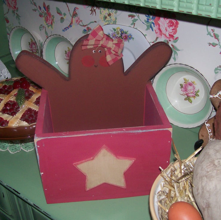 Wooden Rustic Christmas Gingerbread Storage Box - Folksy