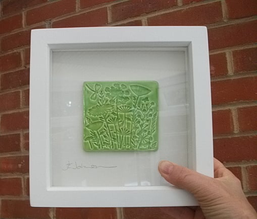 ON SALE NOW - Lime Green ceramic plaque impress... - Folksy