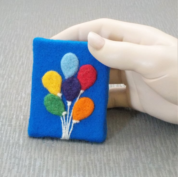 Balloons felt picture miniature textile artwork... - Folksy