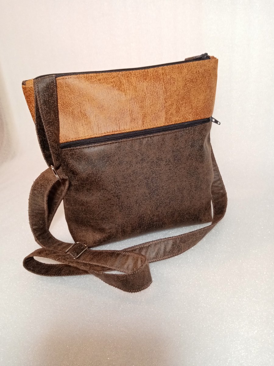 Brown Vegan Bag - Crossbody, Shoulder - Soft Fa... - Folksy