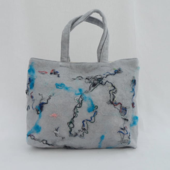 Felted Handbag - grey with random pattern - Folksy