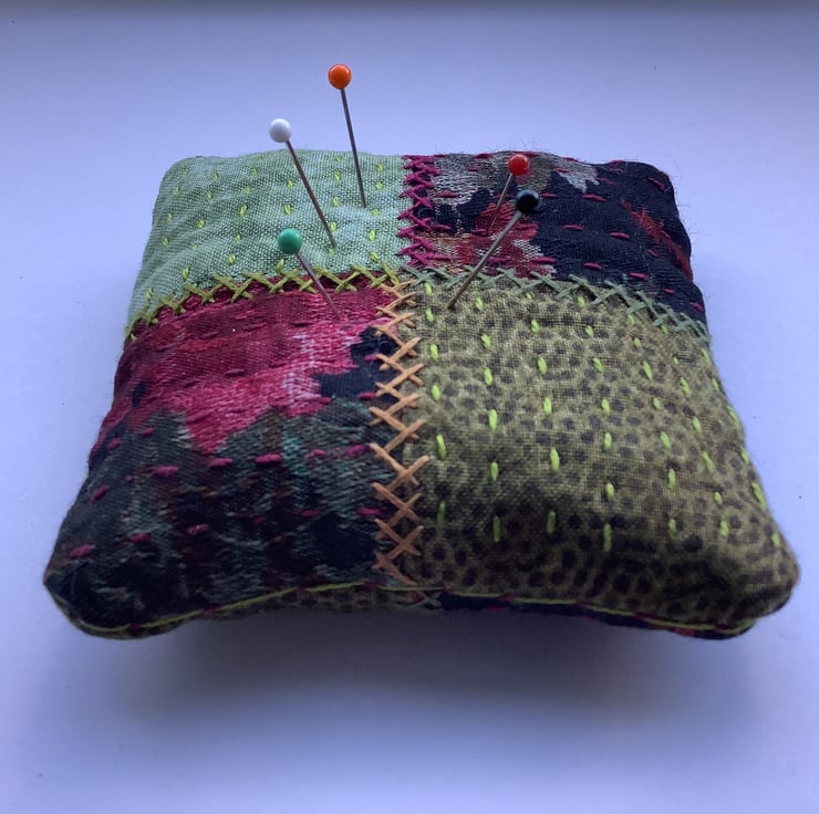 Handmade patchwork style pincushion - Folksy