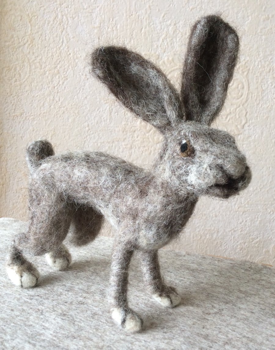 Needle Felted Hare Ornament - Folksy