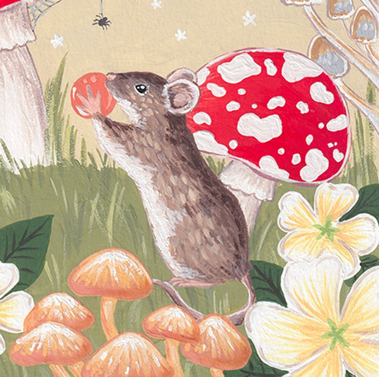 Harvest Mice and Toadstools Art Print - Folksy