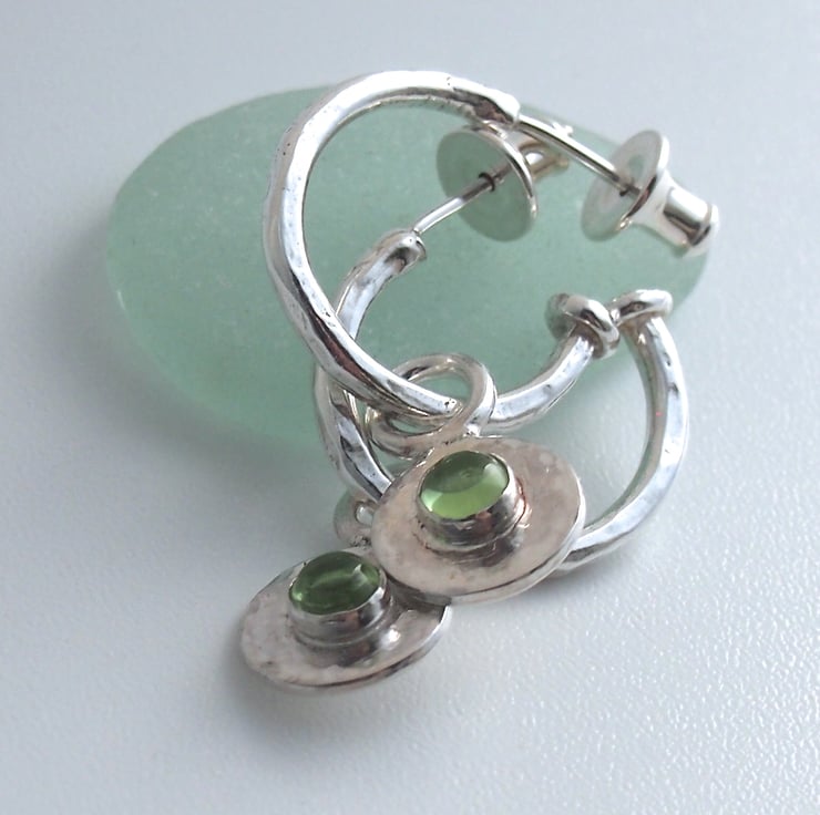 Sterling Silver Three Quarter Hoops with A ston... - Folksy