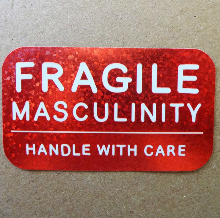 Holographic Red Sticker Fragile Masculinity - D... - Folksy