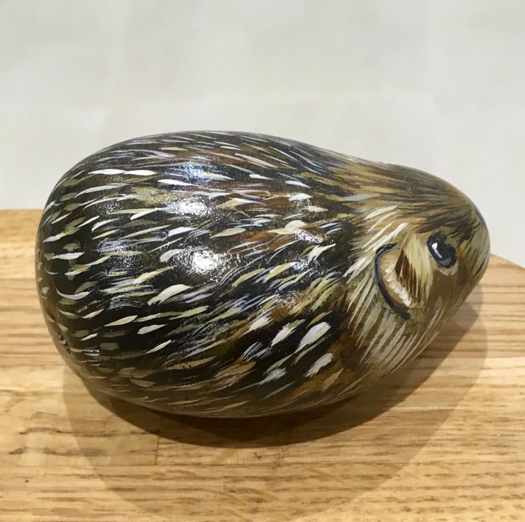 Hedgehog hand painted pebble garden rock pet po... - Folksy