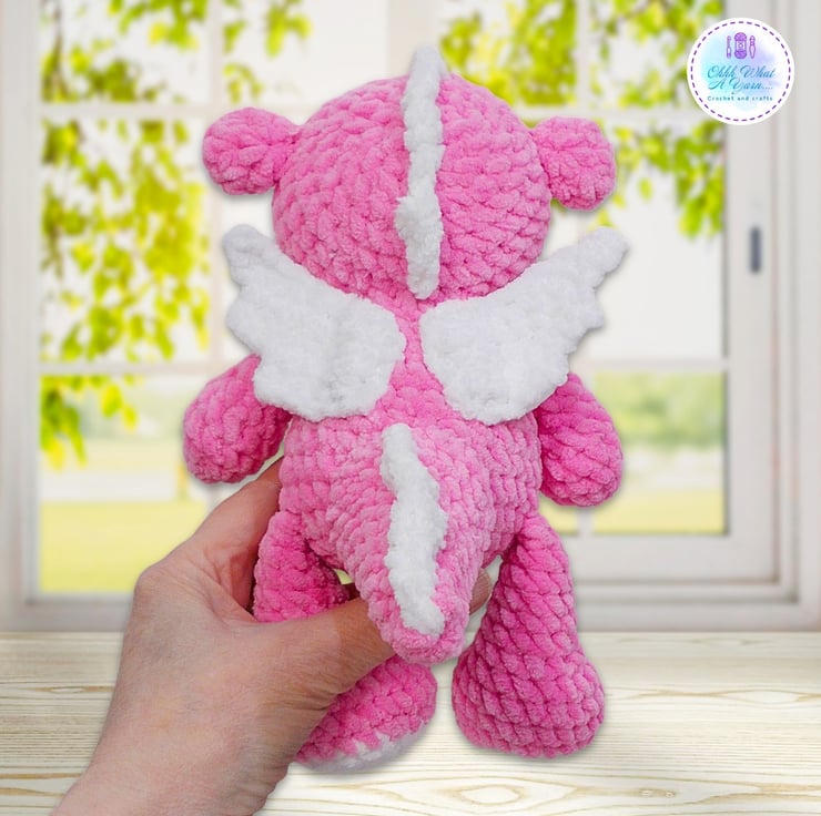 Crochet pink and white dragon soft toy. Dragon ... - Folksy