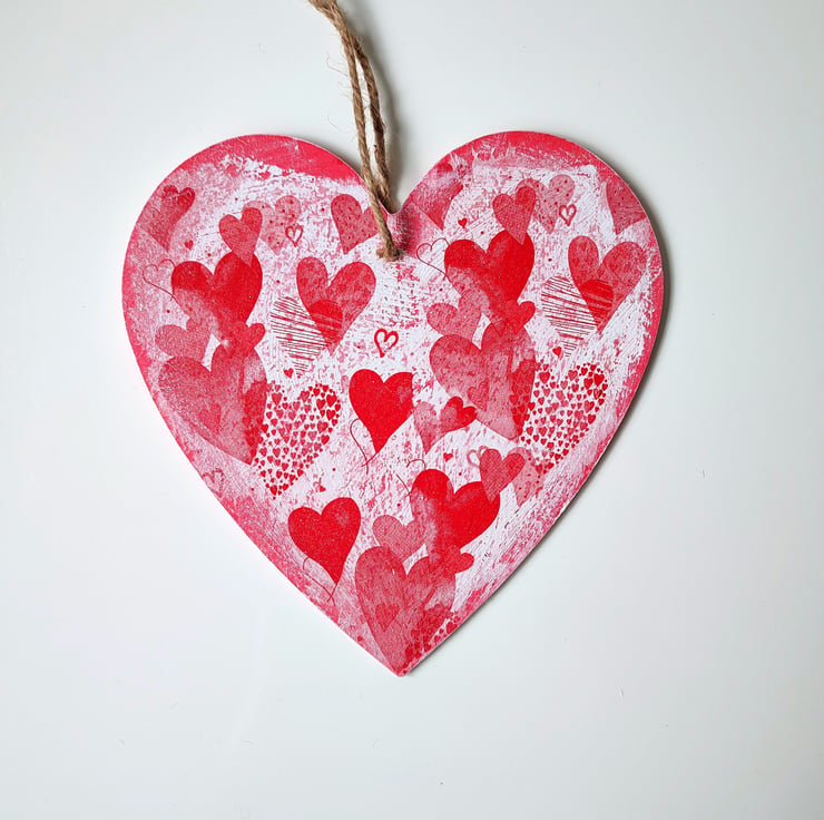 Decoupage Hanging Wooden Decorative Heart, Vint... - Folksy
