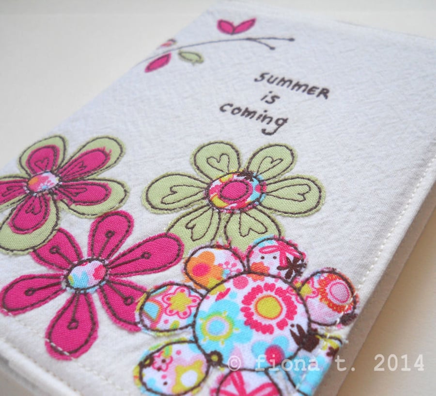 freehand embroidered flowers notebook - Folksy