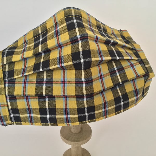 Triple Layered Cornish Tartan Face Covering Mask - Folksy