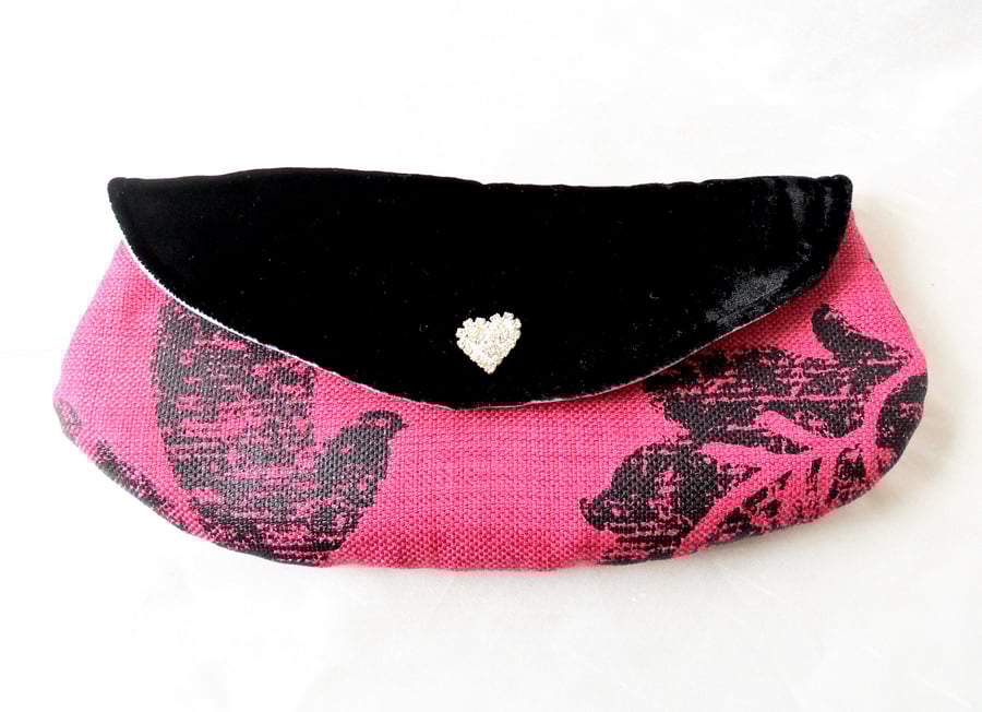 Mini make up bag. Small clutch with black velve... - Folksy