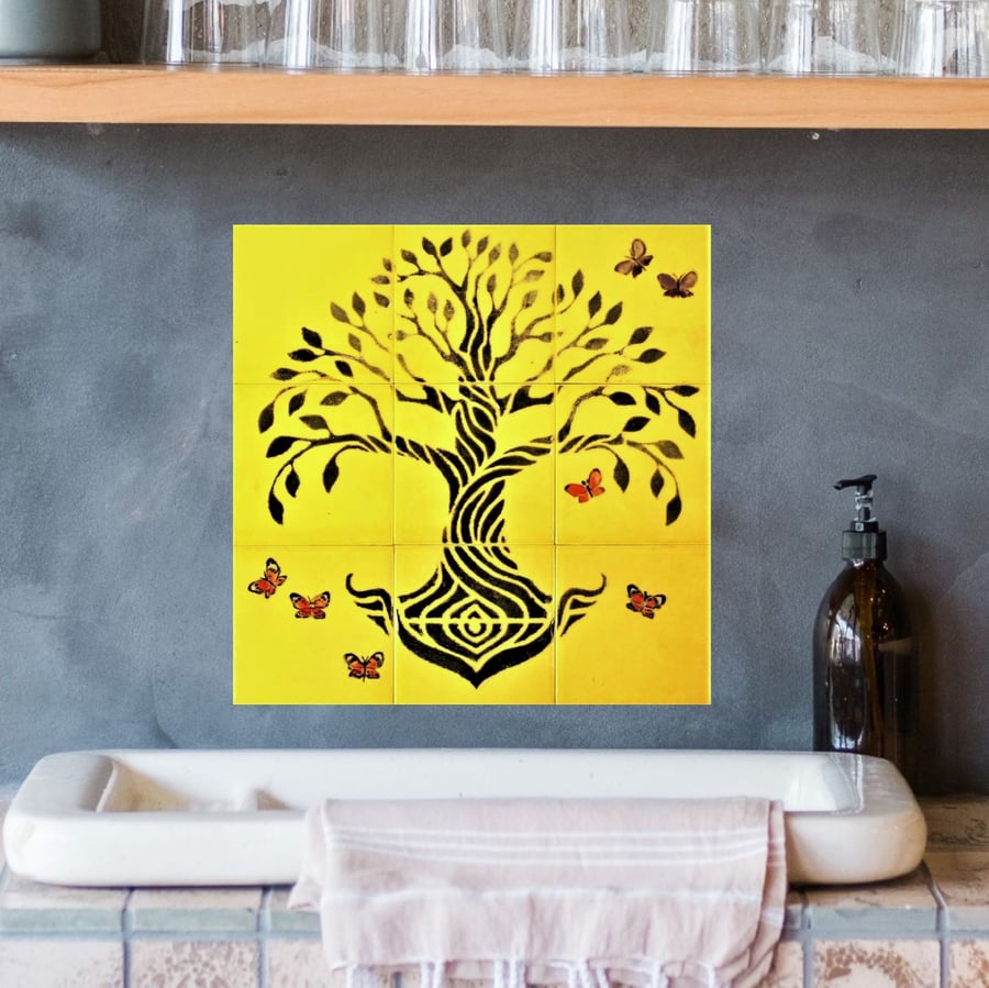 Tree of Life, Hand painted Tile Splashback - Folksy