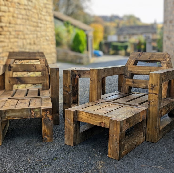 Rustic-Industrial Solid Wood Garden Chair Large... - Folksy
