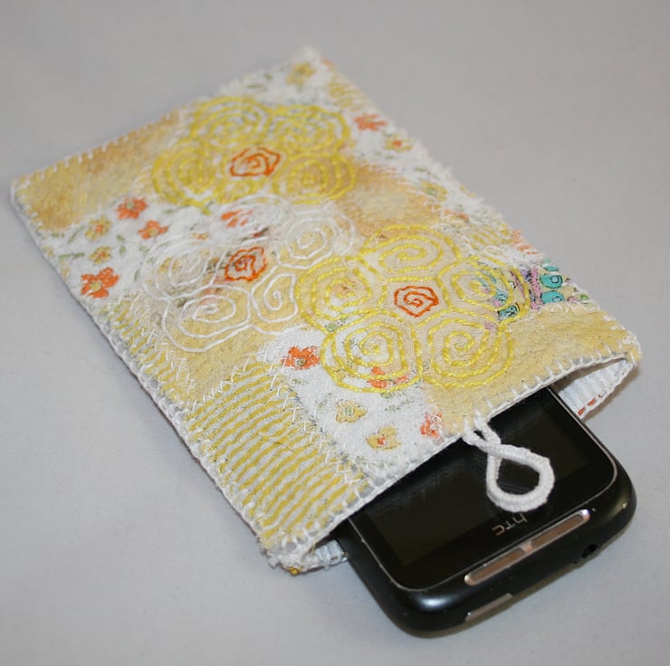 SALE - Patchwork Phone Case - Embroidered Flowe... - Folksy