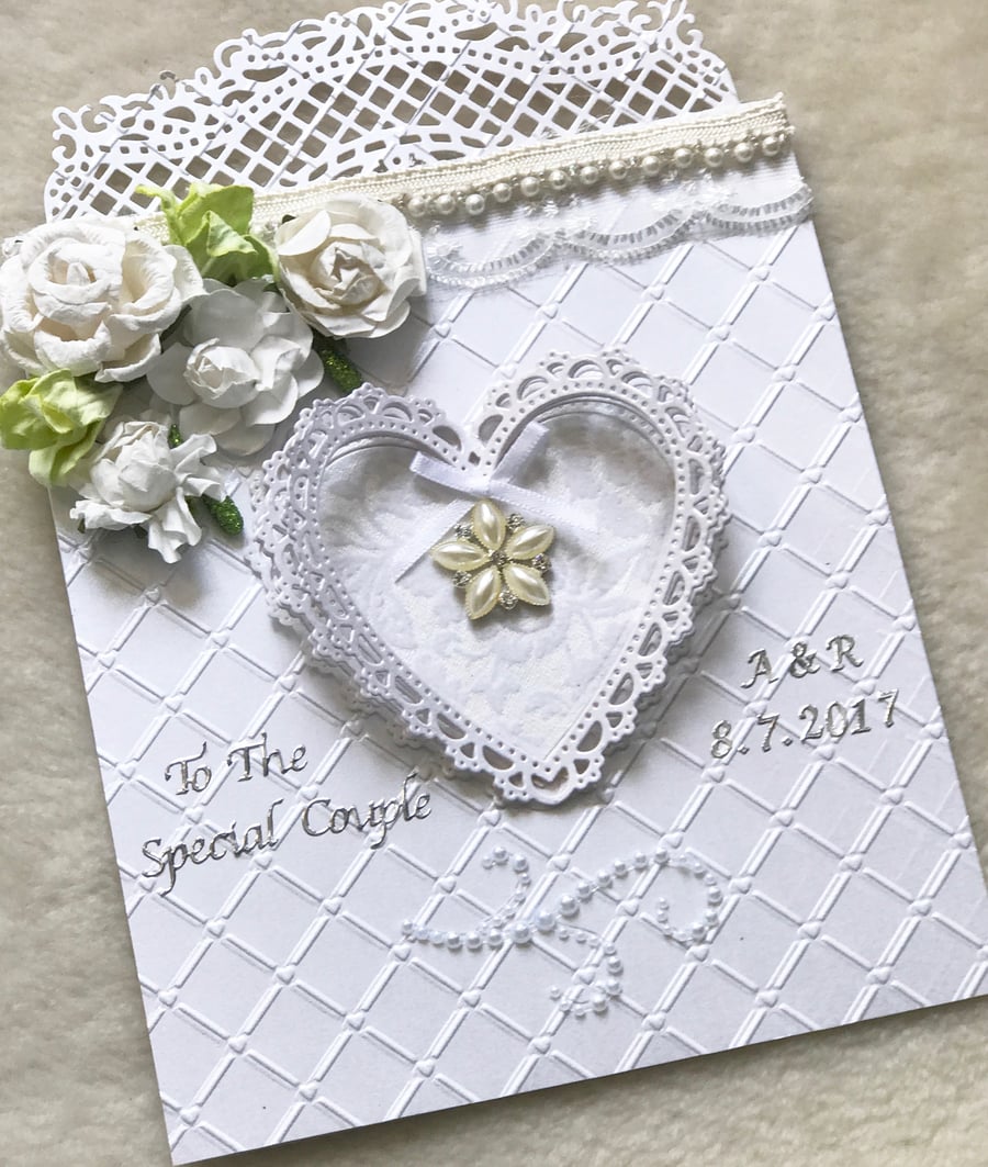 Luxury Handmade Personalised Vintage Wedding Card - Folksy