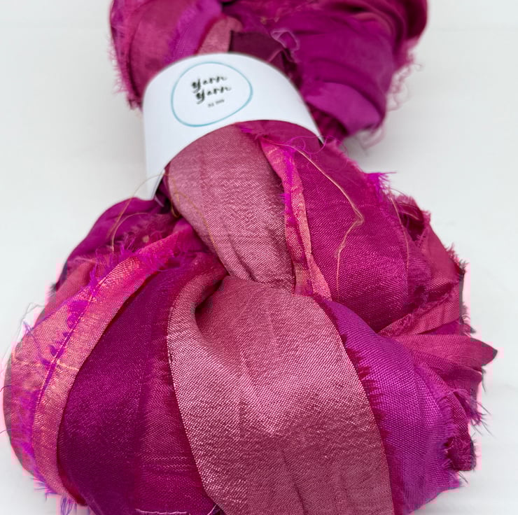 Sari silk ribbon in pink medley, weaving, fibre... - Folksy