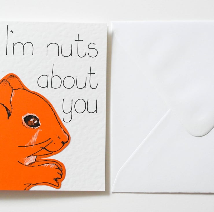 I'm Nuts About You, Squirrel Birthday Card, Red... - Folksy