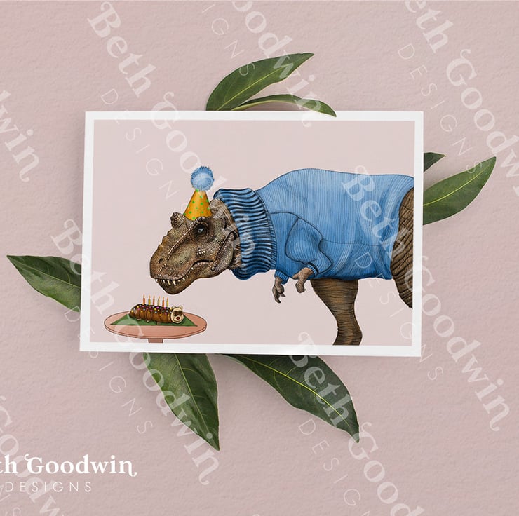 Dinosaur Birthday Card - Birthday Card, T-Rex B... - Folksy