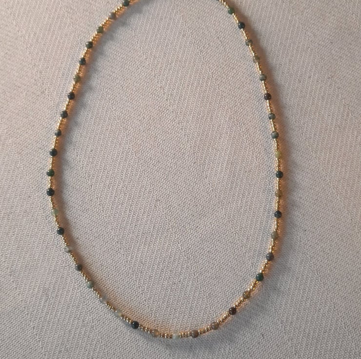 Indian agate and gold glass beaded necklace, 16... - Folksy