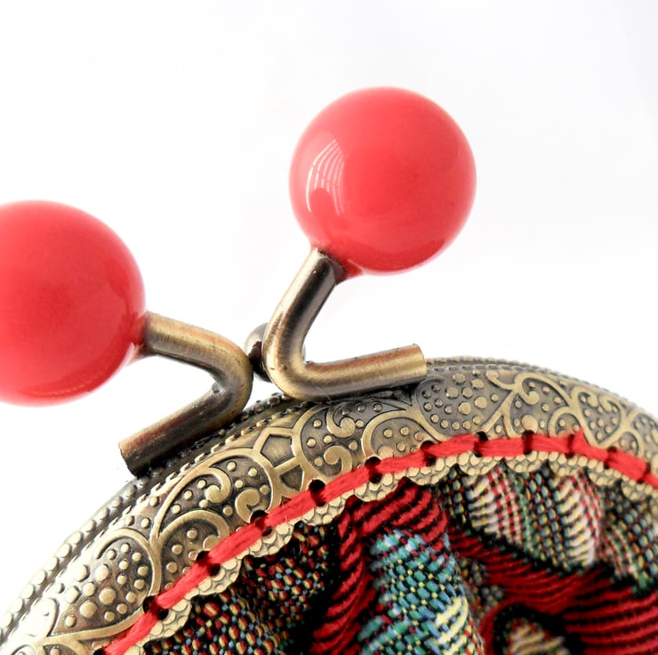Red bobble coin purse - Folksy
