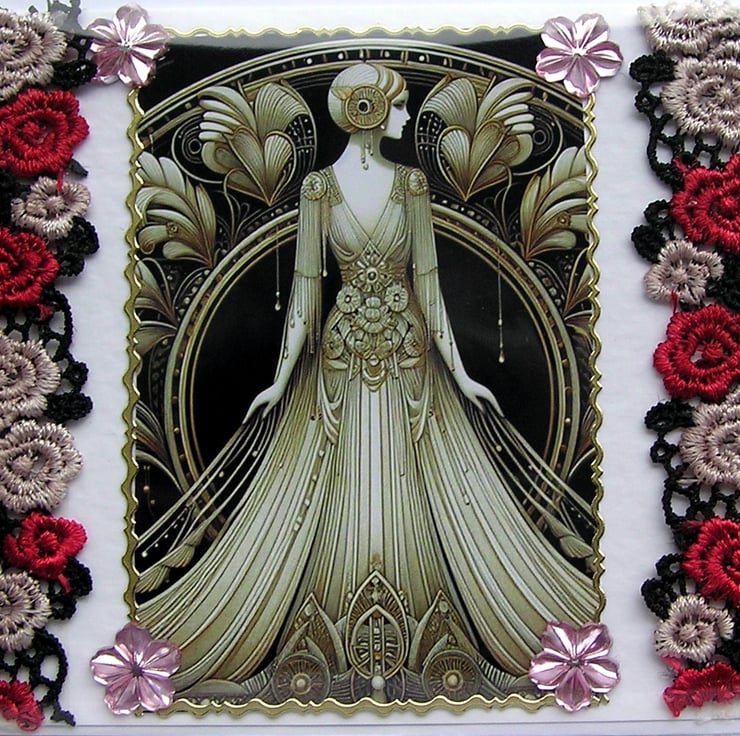Art Deco Style Lady - Hand Crafted Decoupage Gr... - Folksy