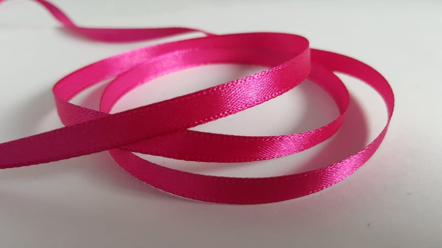 10m Satin Ribbon - 6mm - Fuschia Pink - Folksy