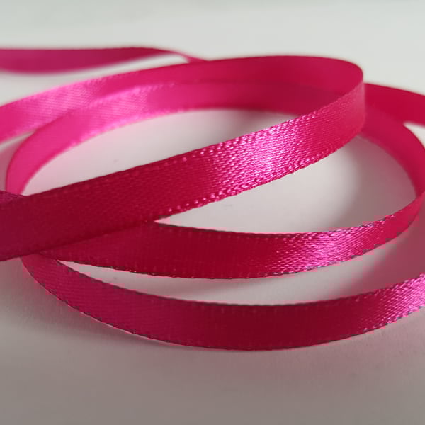 10m Satin Ribbon - 6mm - Fuschia Pink - Folksy