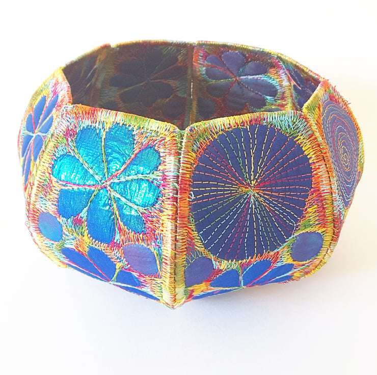 Textile Bowl in Jewel Like Colours Free Machine... - Folksy