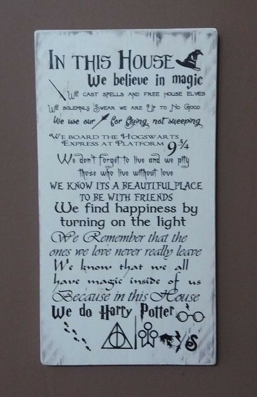 Rustic shabby chic hanging wooden harry potter ... - Folksy