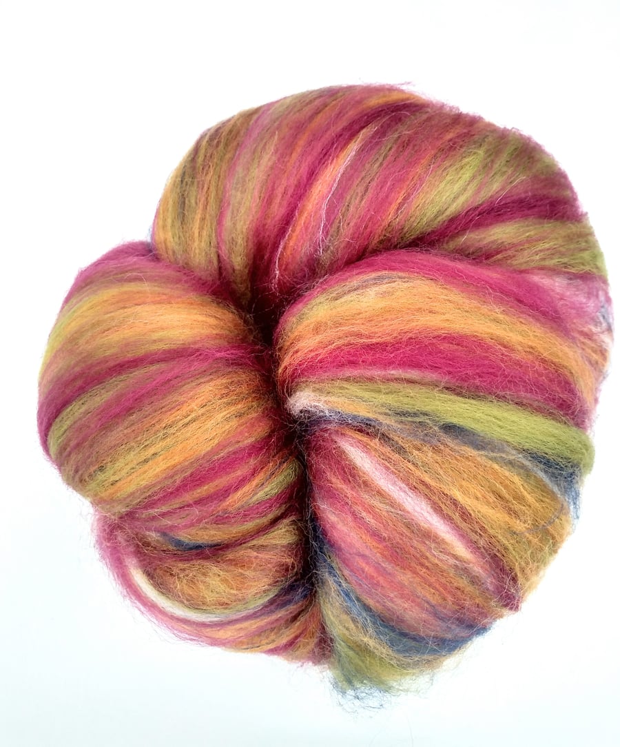 Red and blue merino wool batt 50g Spinning and ... - Folksy