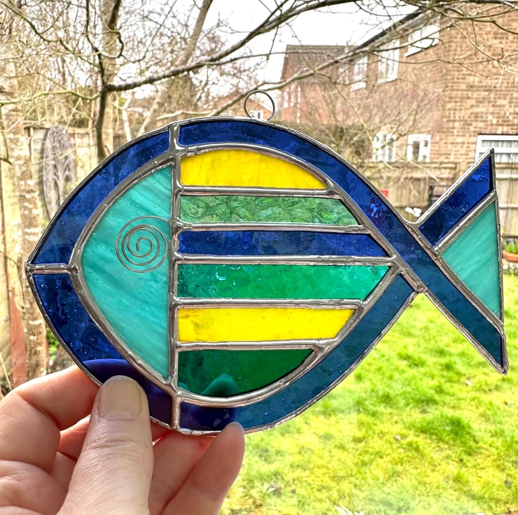 Stained Glass Striped Fish Suncatcher - Window ... - Folksy