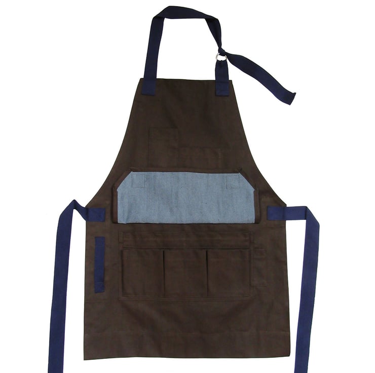 Brown-Blue Woodworkers Apron - with magnetic po... - Folksy