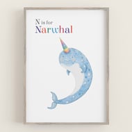 Narwhal art print: Unicorn of the sea, Artic nu... - Folksy