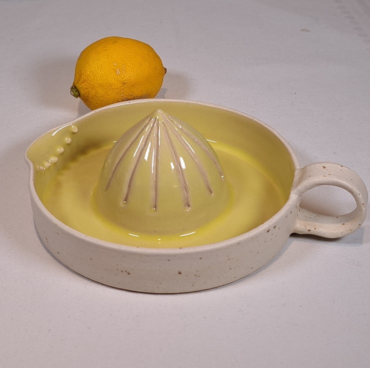 CERAMIC LEMON JUICER - glazed in lemon yellow - Folksy