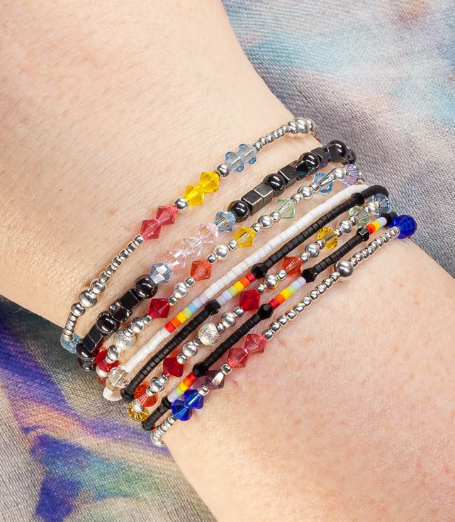 Bracelet transgender pride Hematite and Swarov... - Folksy