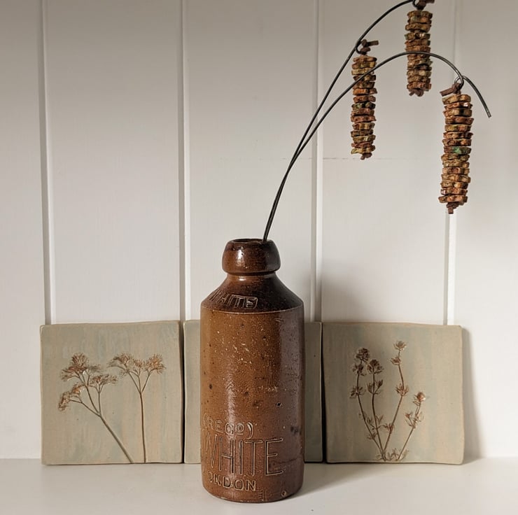 Ceramic catkins on stem, everlasting sculptural... - Folksy