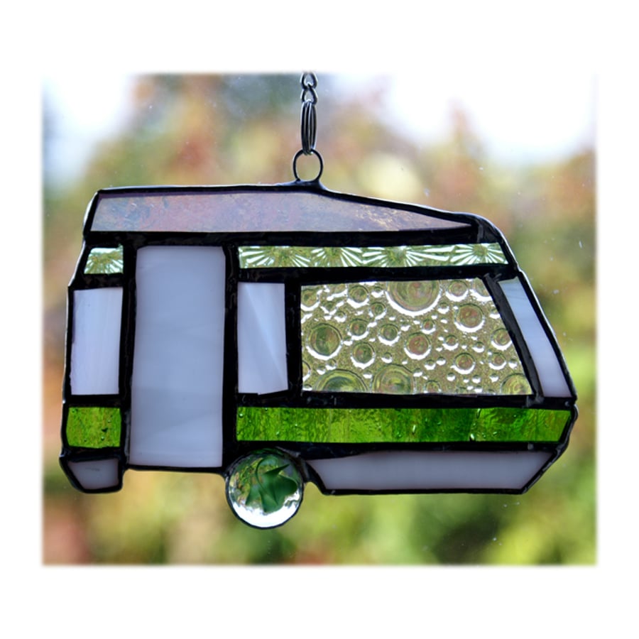 Caravan Classic Green Stained Glass Suncatcher ... - Folksy