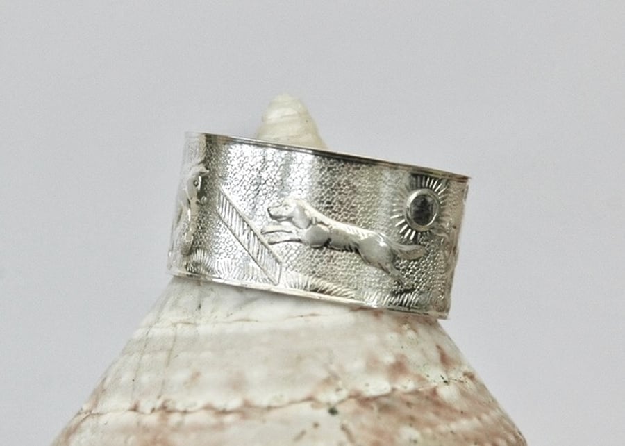 Sterling Silver Farm Animal Open Ring - Dog, Bu... - Folksy
