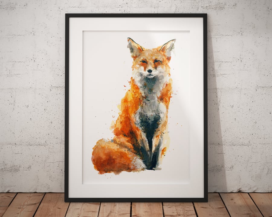 Fox Art Print - Watercolour Painting Wall Art - Folksy