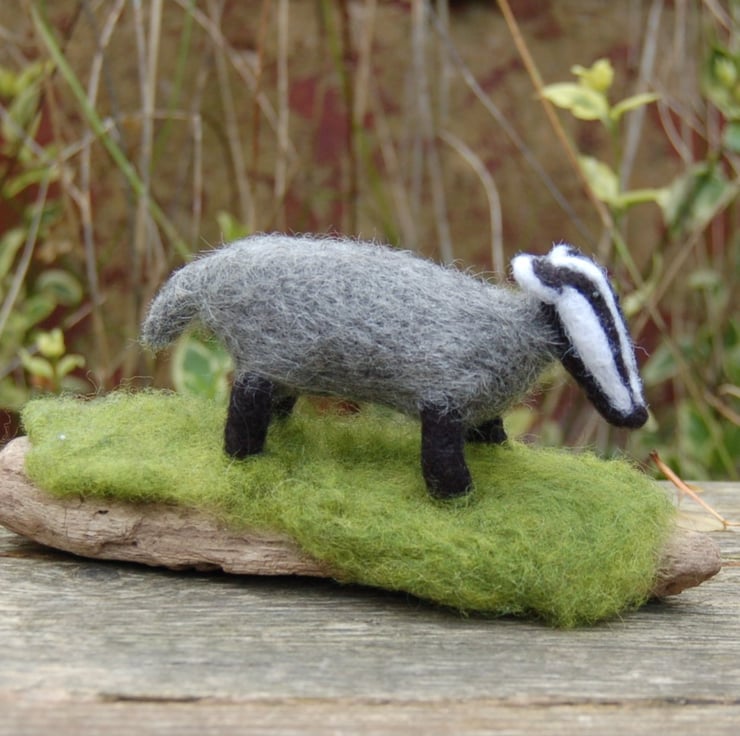 Needle felt Badger. Textile art sculpture - Folksy