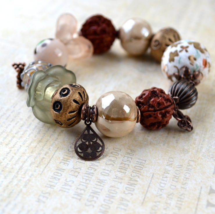 Half Price Sale - Rustic bead bracelet, Chunky ... - Folksy