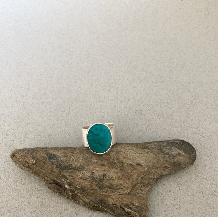 Large Turquoise Ring - Wide Band Ring with Turq... - Folksy