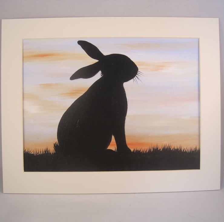 Rabbit Painting Original Bunny Art in Acrylic R... - Folksy