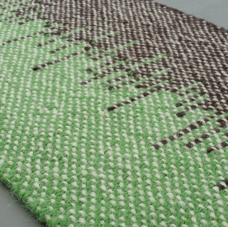 Hand Woven Wool Table Runner - Green and Brown - Folksy