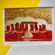 Card - Linocut Design - Summer Solstice - Folksy