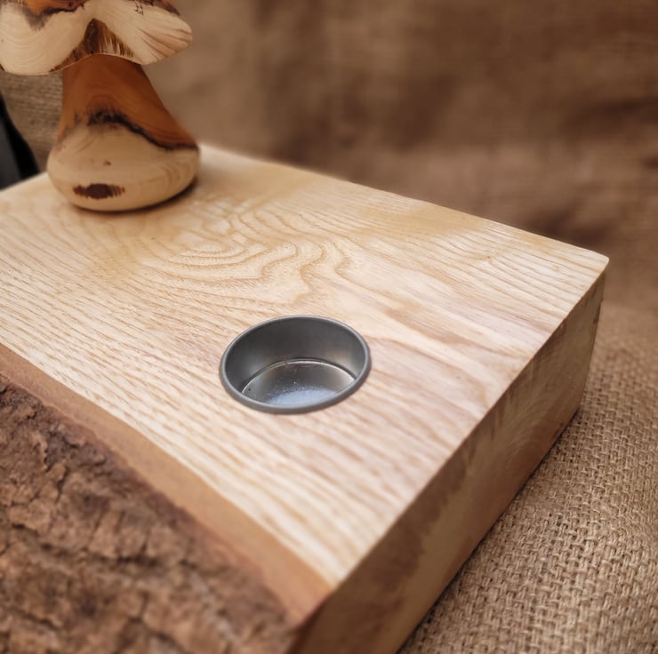 Toadstool teal light holder on elm - Folksy