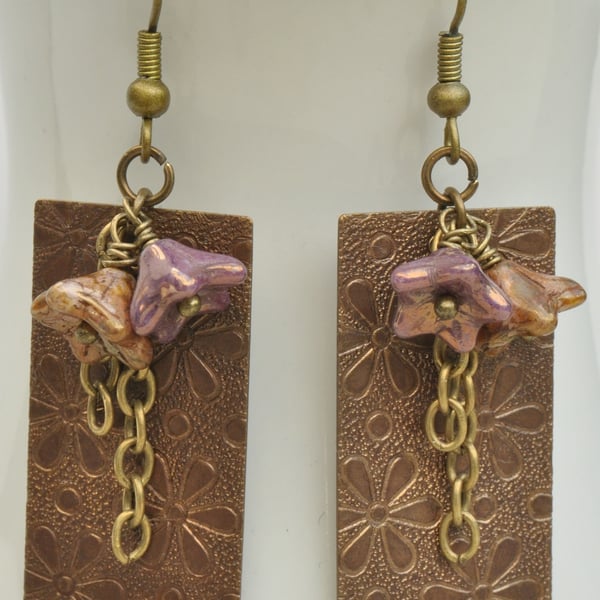 Vintaj Embossed Rectangle, Copper & Purple ... - Folksy