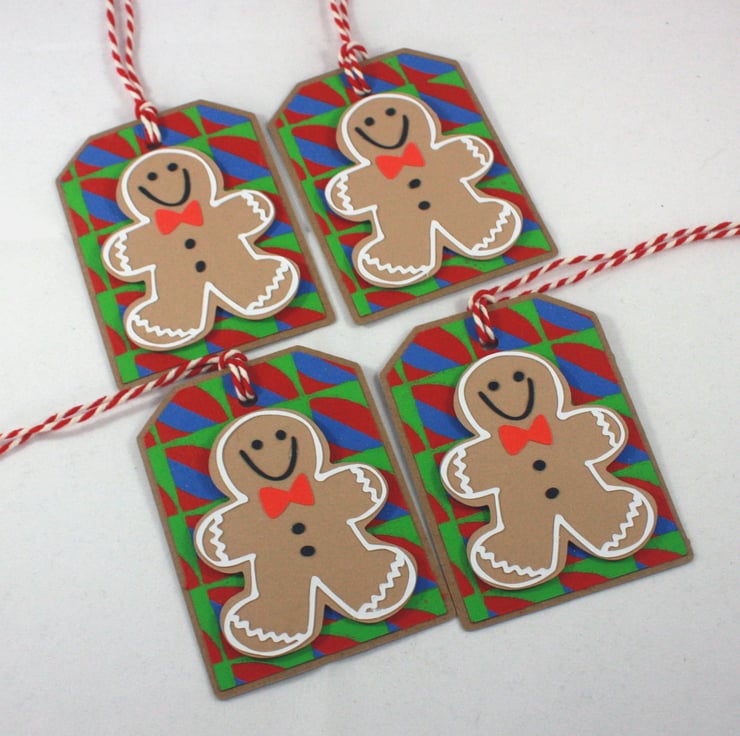 Handmade Christmas gift tags - gingerbread men ... - Folksy