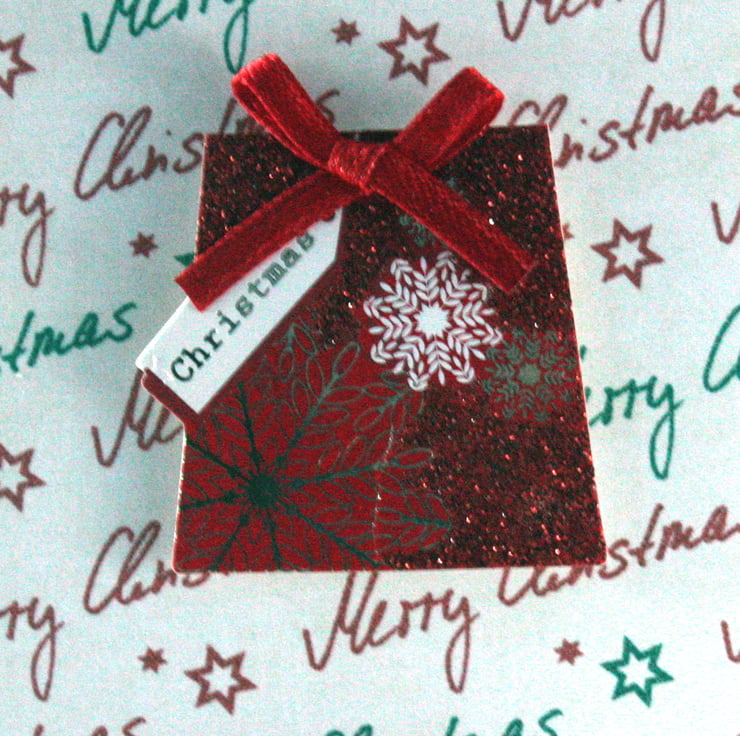 Handmade upcycled Christmas card - Folksy